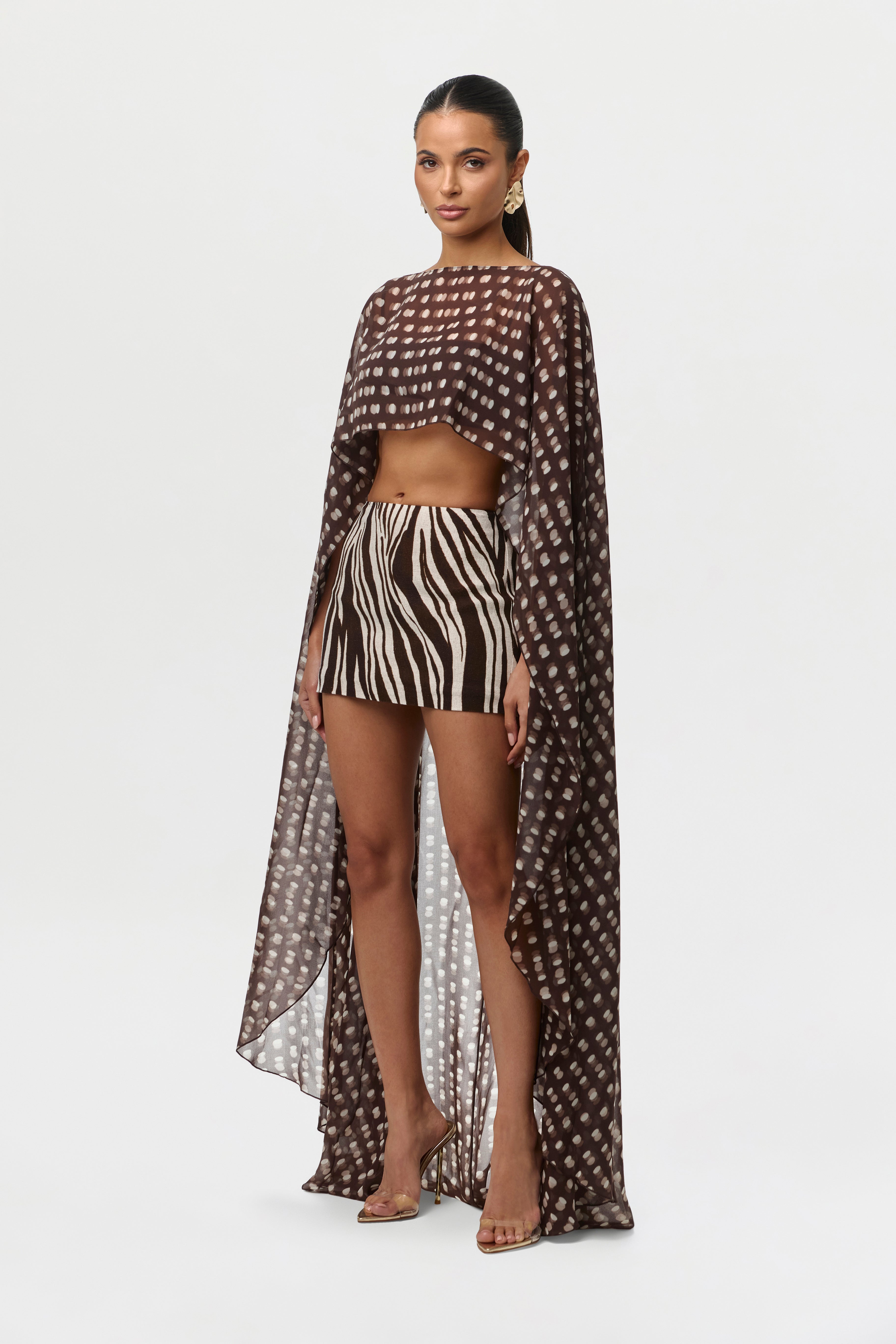 Linen Print Mini Skirt Naked Wardrobe