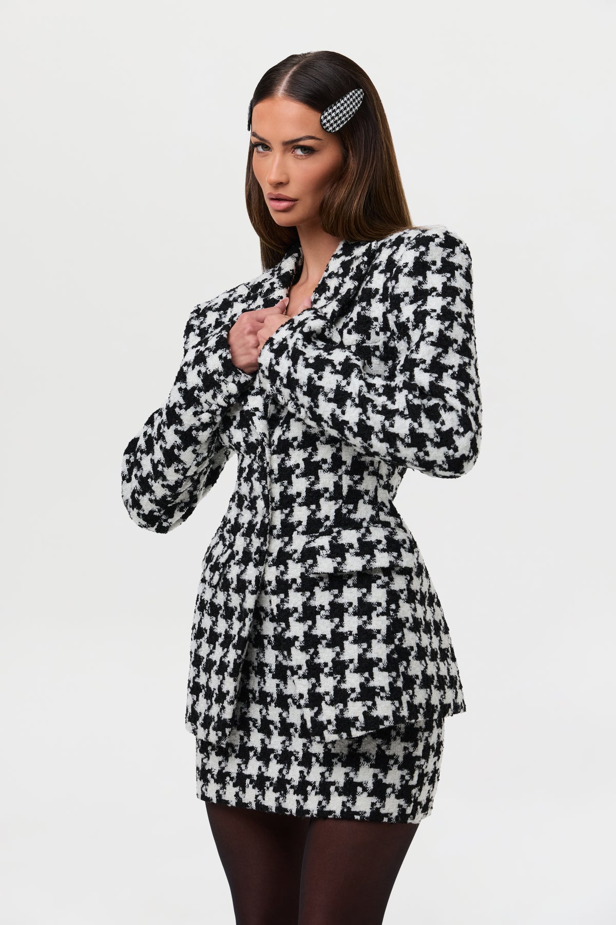 Tweed Houndstooth Mini Skirt Naked Wardrobe